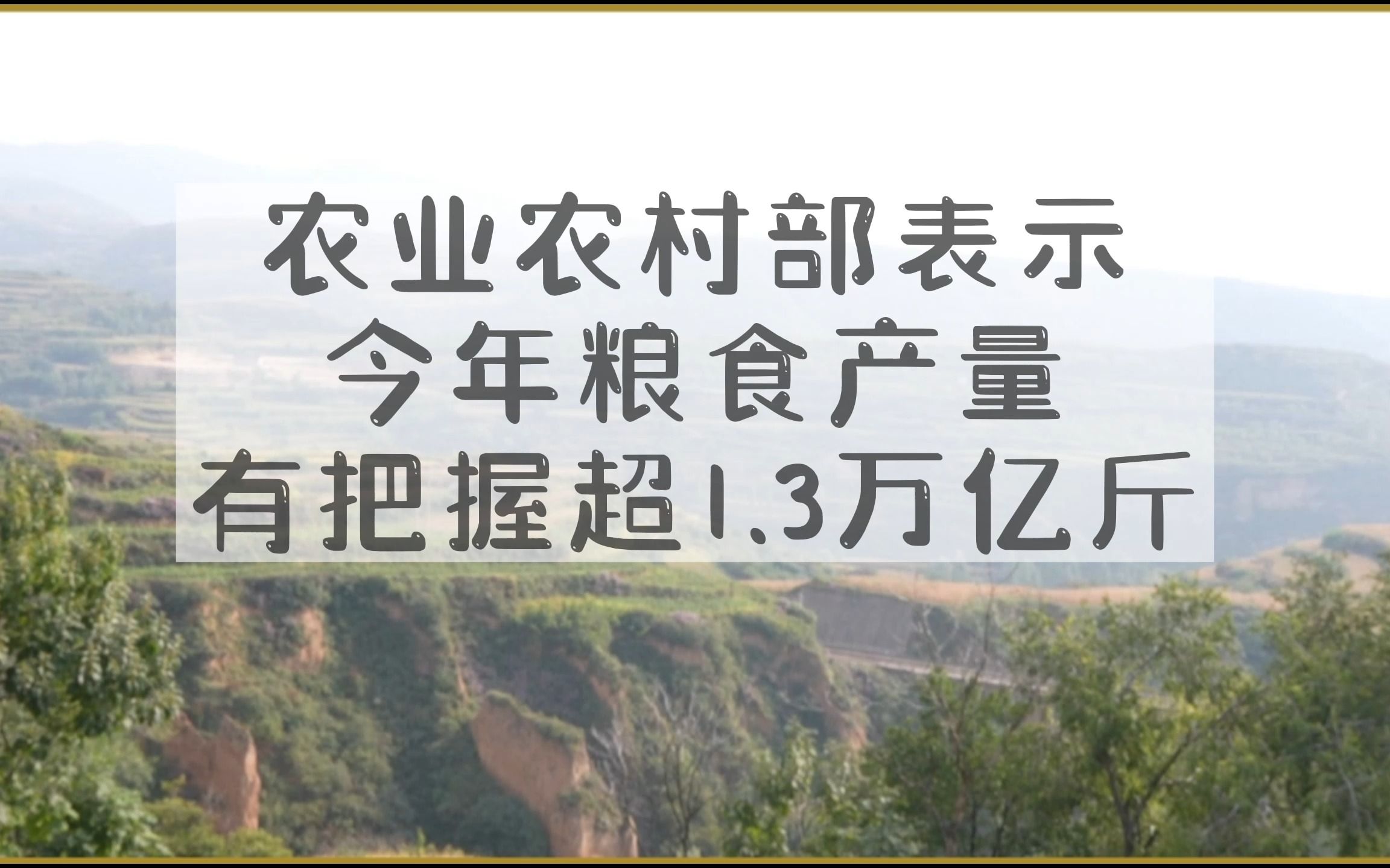 农业农村部表示:今年中国粮食总产量有把握超1.3万亿斤