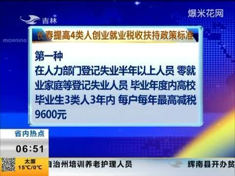 长春提高4类人创业就业税收扶持政策标准