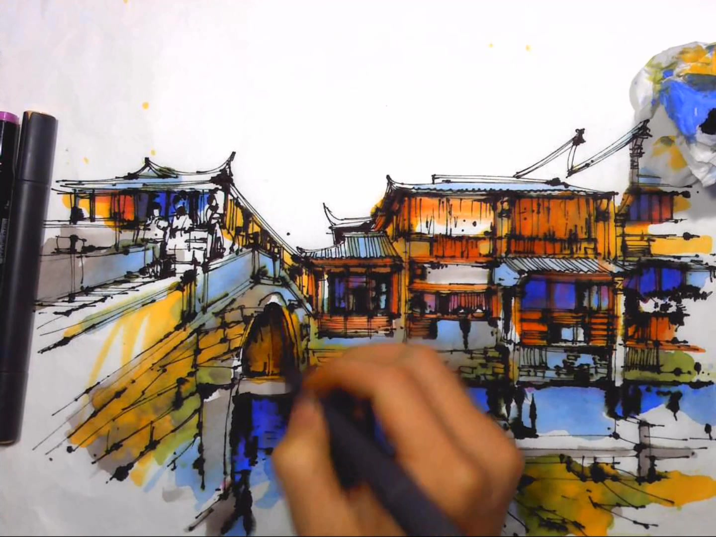 马克笔画出水彩效果,晕染的技法太厉害了,大大的服!