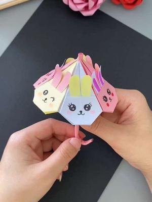 劳动节假期和孩子来折迷你小兔雨伞手工吧幼儿创意手工