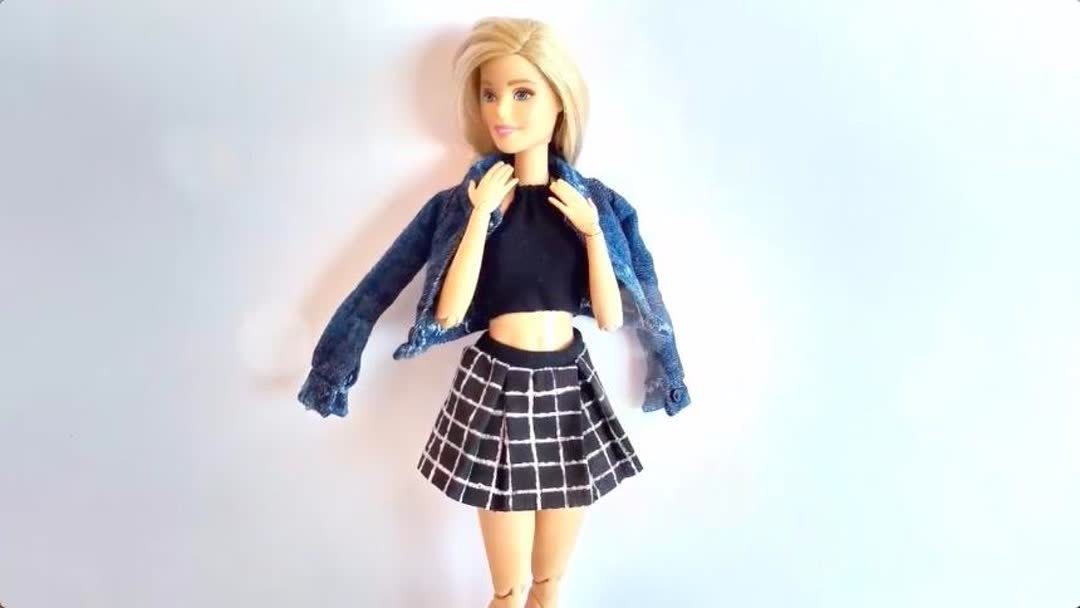 自己动手给芭比娃娃做衣服:给芭比做一条格子A字裙