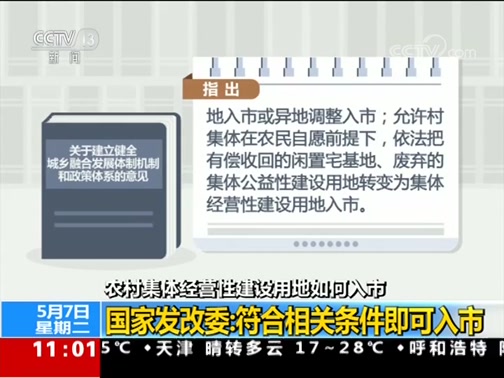...农村集体经营性建设用地如何入市 国家发改委:符合相关条件即可入市
