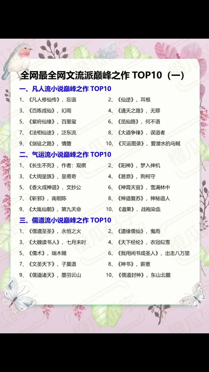 全网最全的网文流派巅峰之作TOP10第一期:凡人流、气运流、儒道流,...