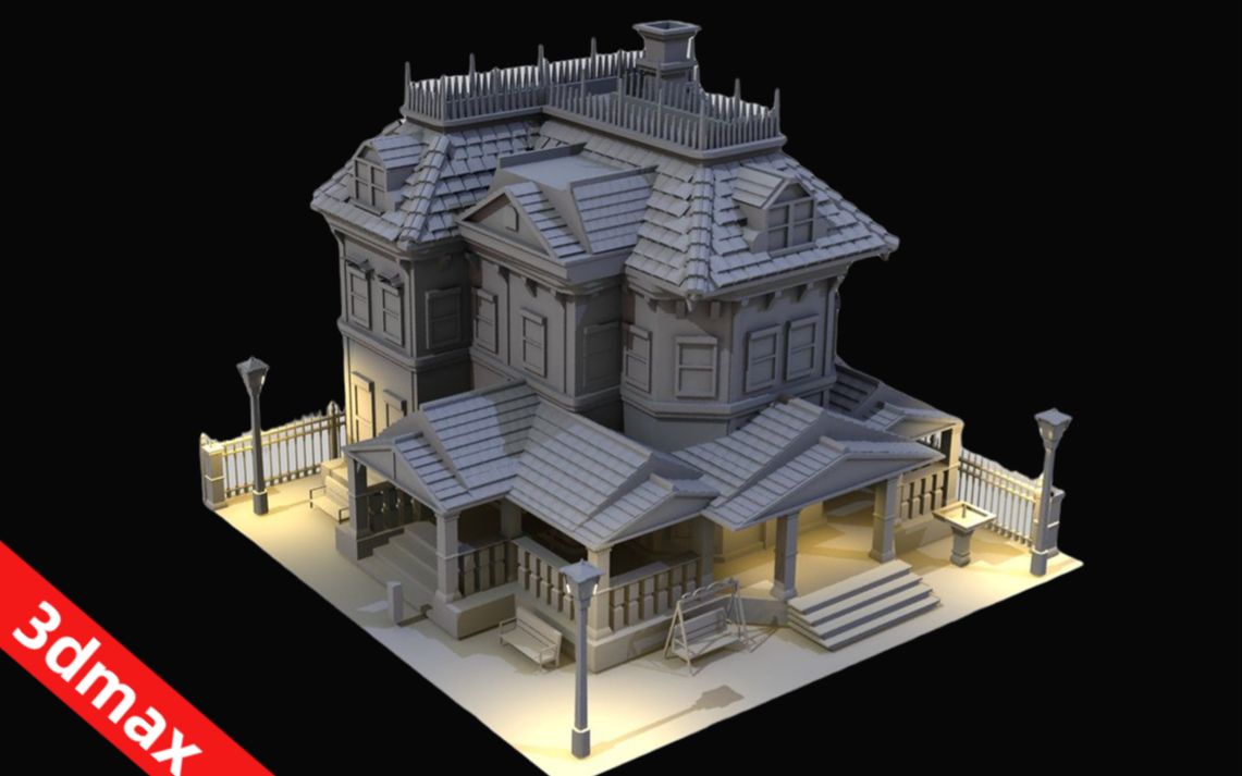 【3Dmax】大型别墅楼型 是如何做成的?,建模思路,布线卡线教程,新手...