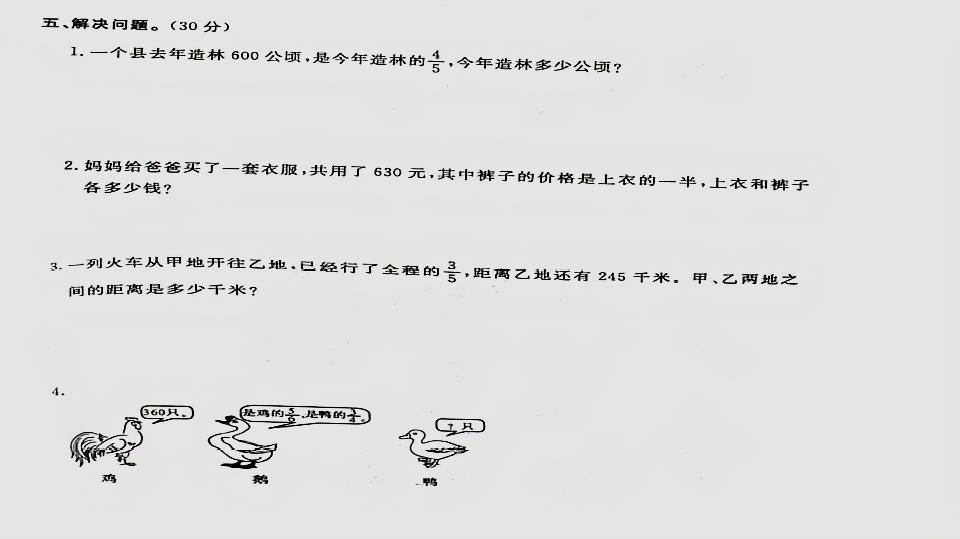 六年级数学分数除法单元复习(4)