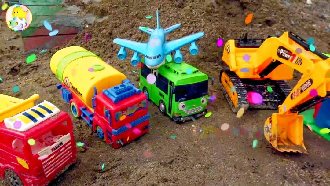 综合科目打卡 挖掘机清洗汽车玩具,婴幼儿宝宝早教益智游戏视频
