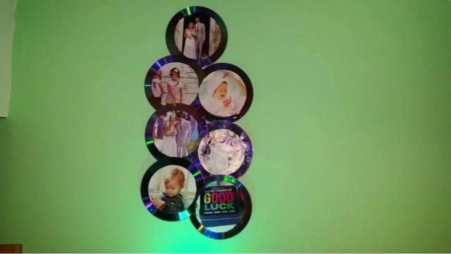 用光盘DIY自制的相框,也蛮好看的!