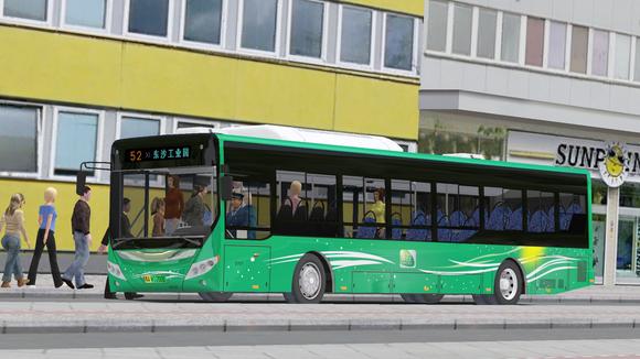 巴士模拟2:驾驶宇通E12纯电动城市巴士行驶在芳村大道上