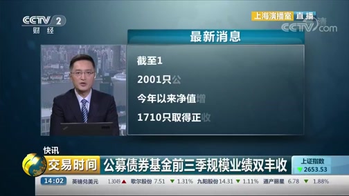 [交易时间]快讯 公募债券基金前三季度规模业绩双丰收