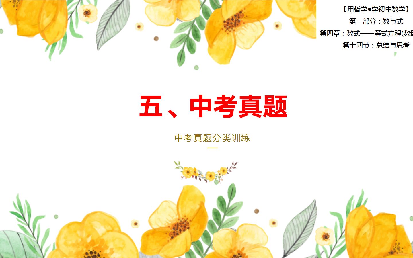 【哲学初中数学】1-4-14数与式:等式方程:总结与思考(5)