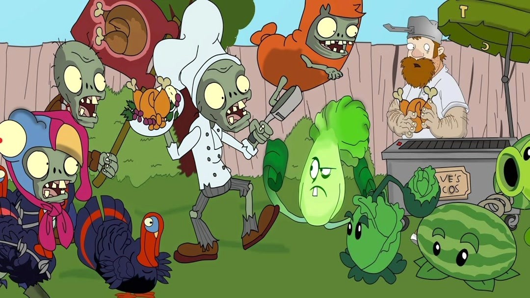 植物大战僵尸动画片:植物大战植物!贪吃僵尸成大厨竟要煮脑子?