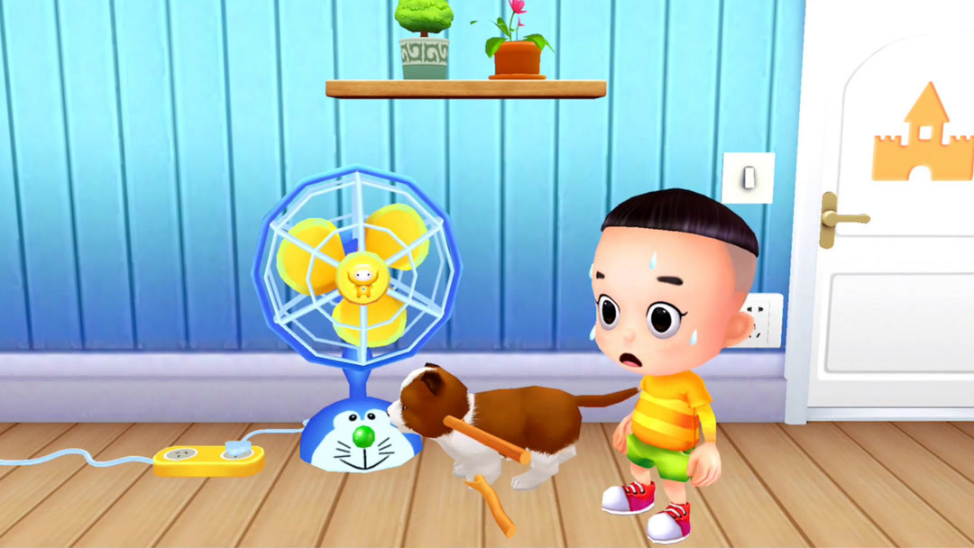 旋转的电风扇禁止触碰 大头儿子居家安全游戏