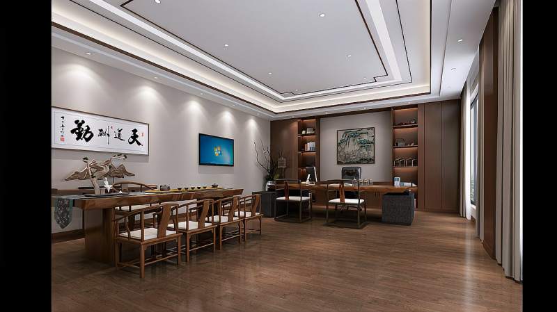 设计主题:创造舒适实用的中式办公环境