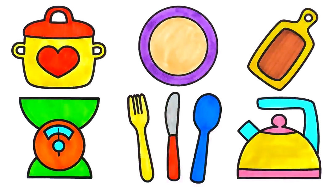 豹宝儿童益智绘画 第7集 认识厨具颜色英文