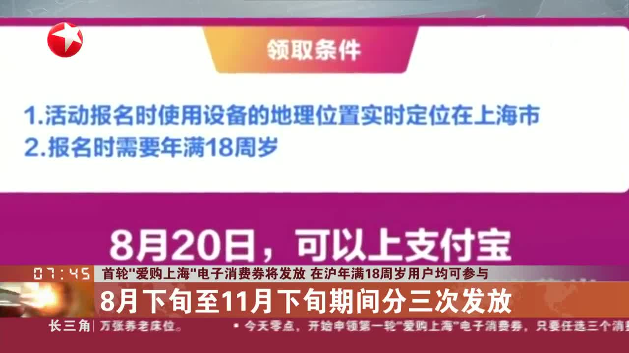 首轮“爱购上海”电子消费券将发放 在沪年满18周岁用户均可参与