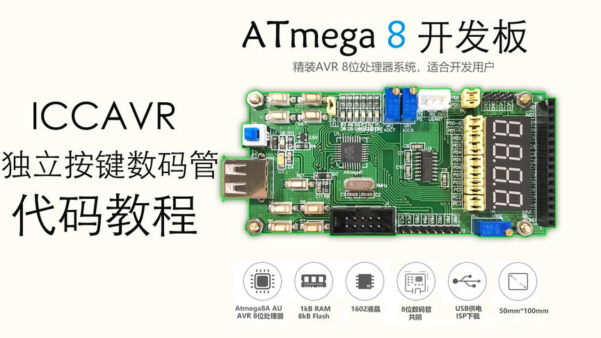 ATtmega8-独立按键数码管-视频教程-ICCAVR