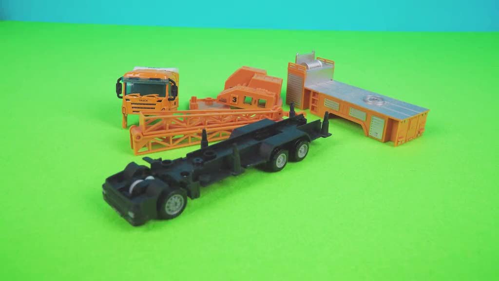 组装一辆起重机去救援吊车定格动画