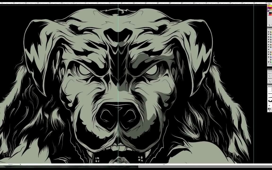 职业插画师用软件处理线条的过程线条流畅度和黑白配比值得学习