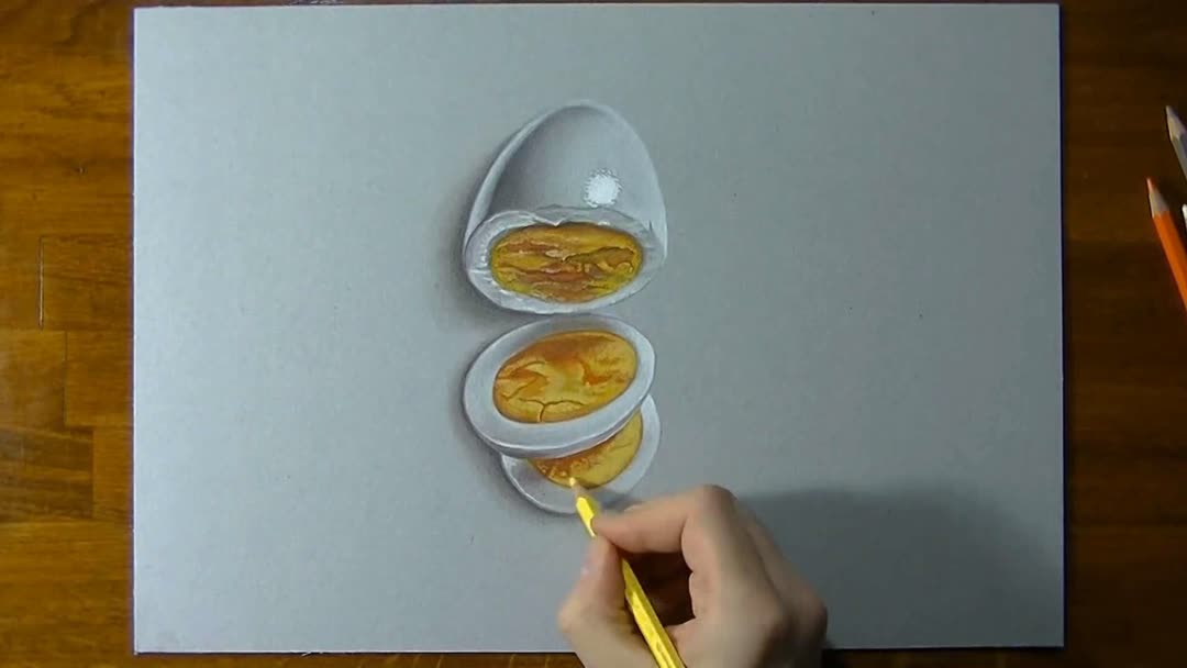 纯手绘教你怎样画出逼真立体的鸡蛋