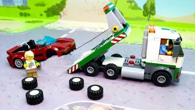 工程车动画:跑车,拖车和小轿车