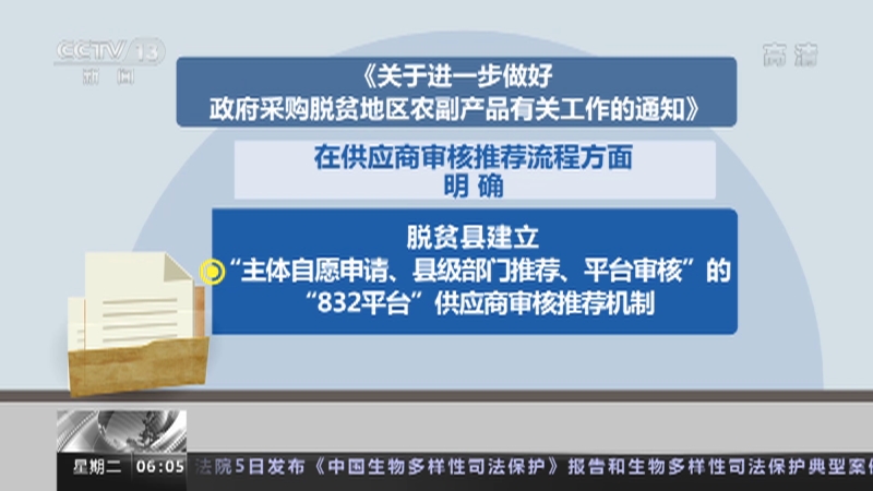 [朝闻天下]四部门联合印发通知 进一步推进政府采购脱贫地区农副产品