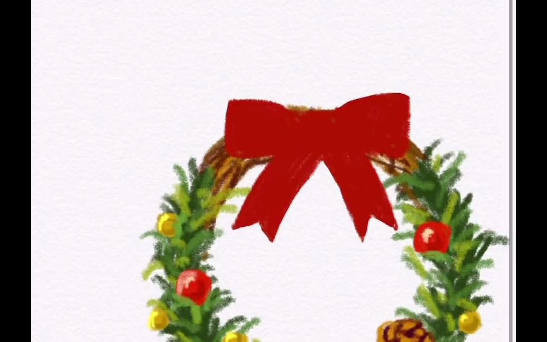 手机备忘录画圣诞花环～