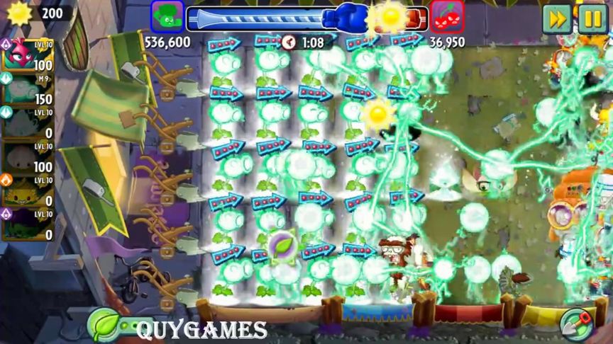 植物大战僵尸2修改版:充能电力豌豆的最高级别攻击