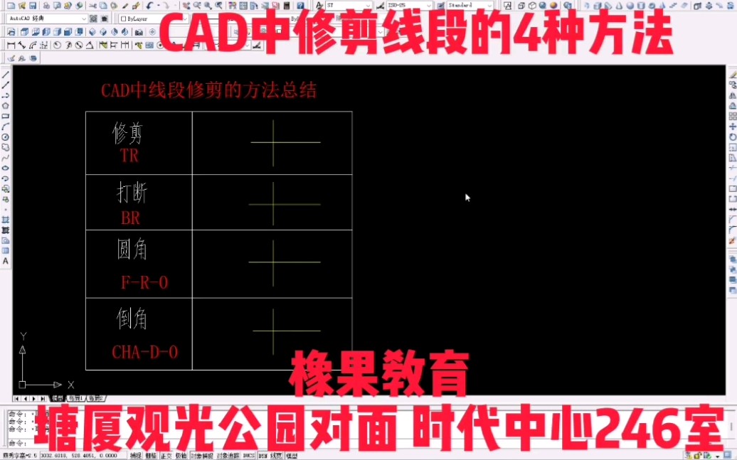 CAD线段修剪的4种方法,塘厦橡果教育今日CAD课堂教学视频在线观看
