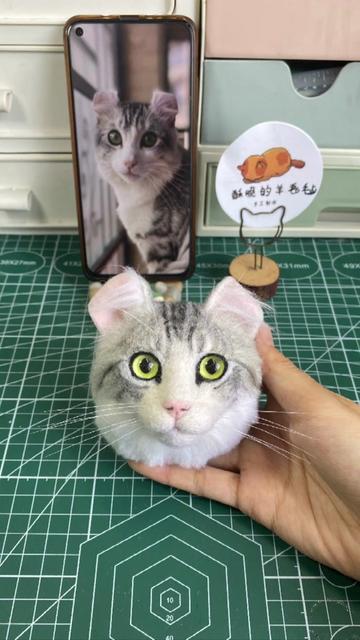 卷耳小猫咪羊毛毡,手工,手工diy,戳戳乐,卷耳猫