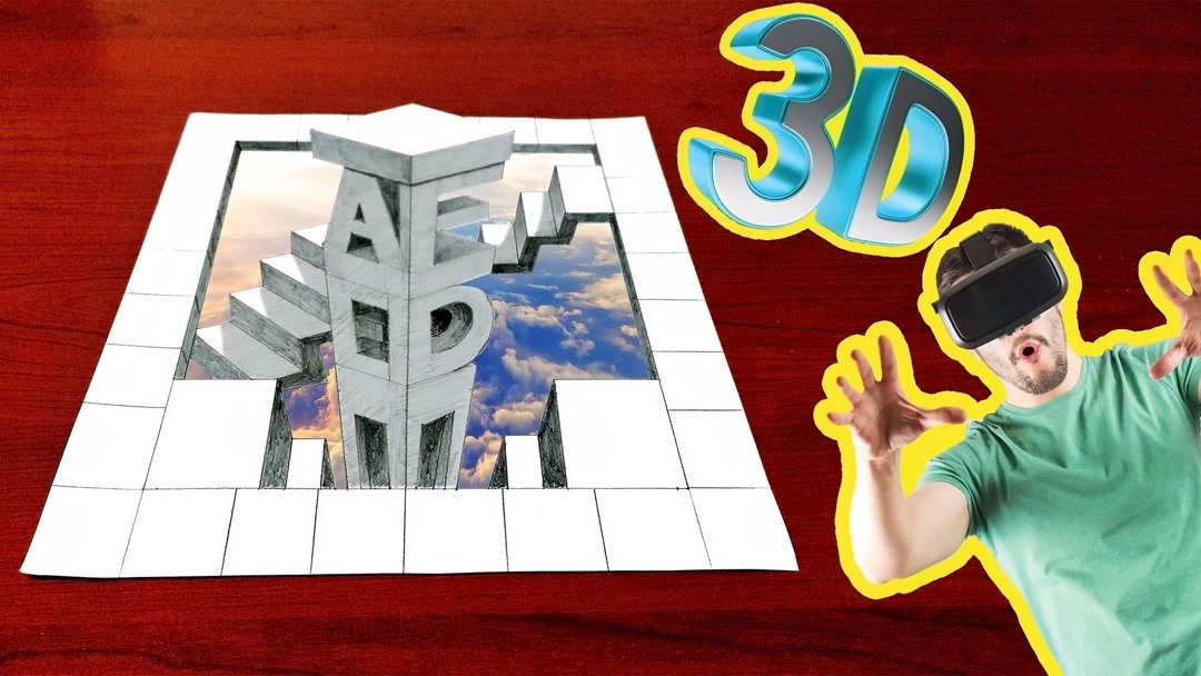 有趣的3d立体画,普通的A4打印纸和2B铅笔就能实现