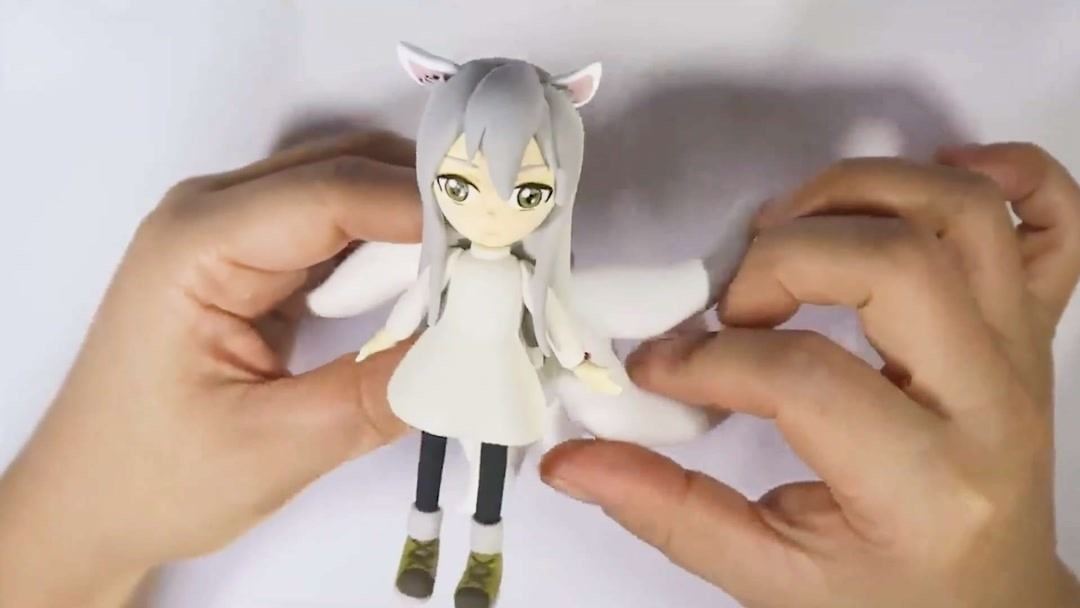 橡皮泥手工制作人形九尾狐