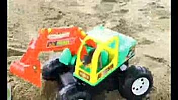 儿童挖掘机视频表演动画大全, 恐龙开大卡车运沙土!