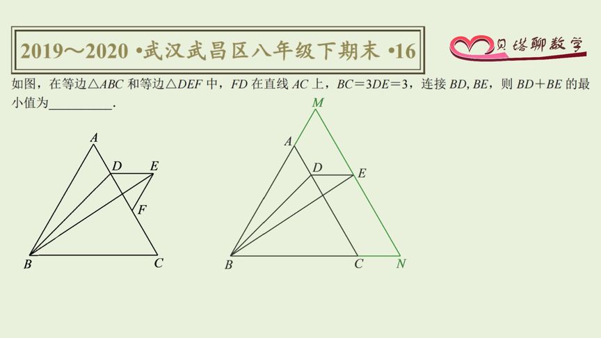 2019～2020武汉武昌区八年级下期末数学16-将军饮马+几何变换法2