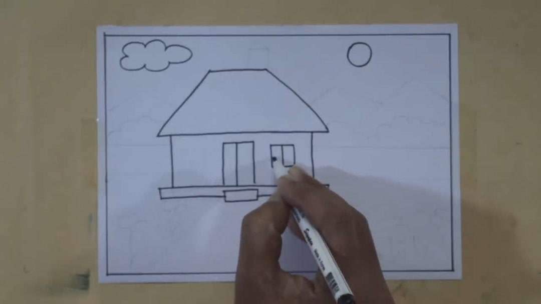 如何画简单的风景,为孩子画乡村风景画