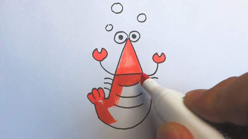 简笔画教程,简单的字母A,也能变成一只大龙虾!