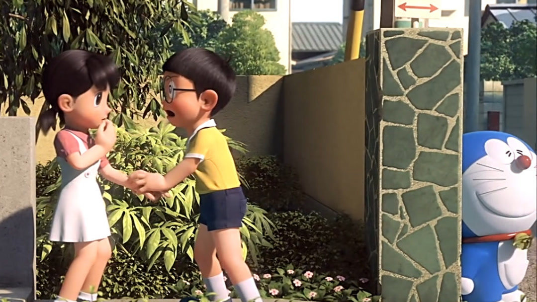 哆啦A梦:伴我同行(片段)大雄向静香表白,机器猫在旁边偷听