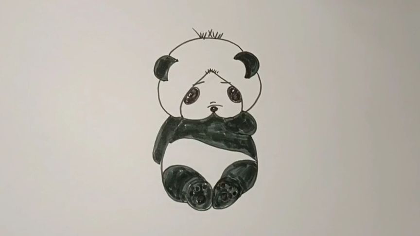 今天画一只呆萌可爱的熊猫简笔画