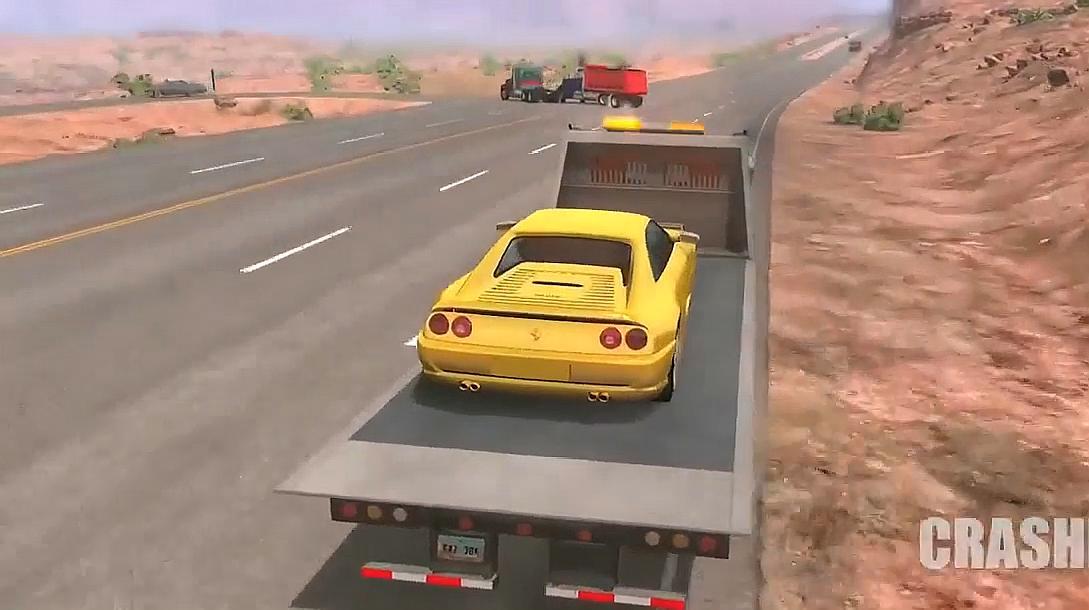 车祸模拟:各种重型卡车油罐车高速车祸碰撞过程,生命诚可贵!