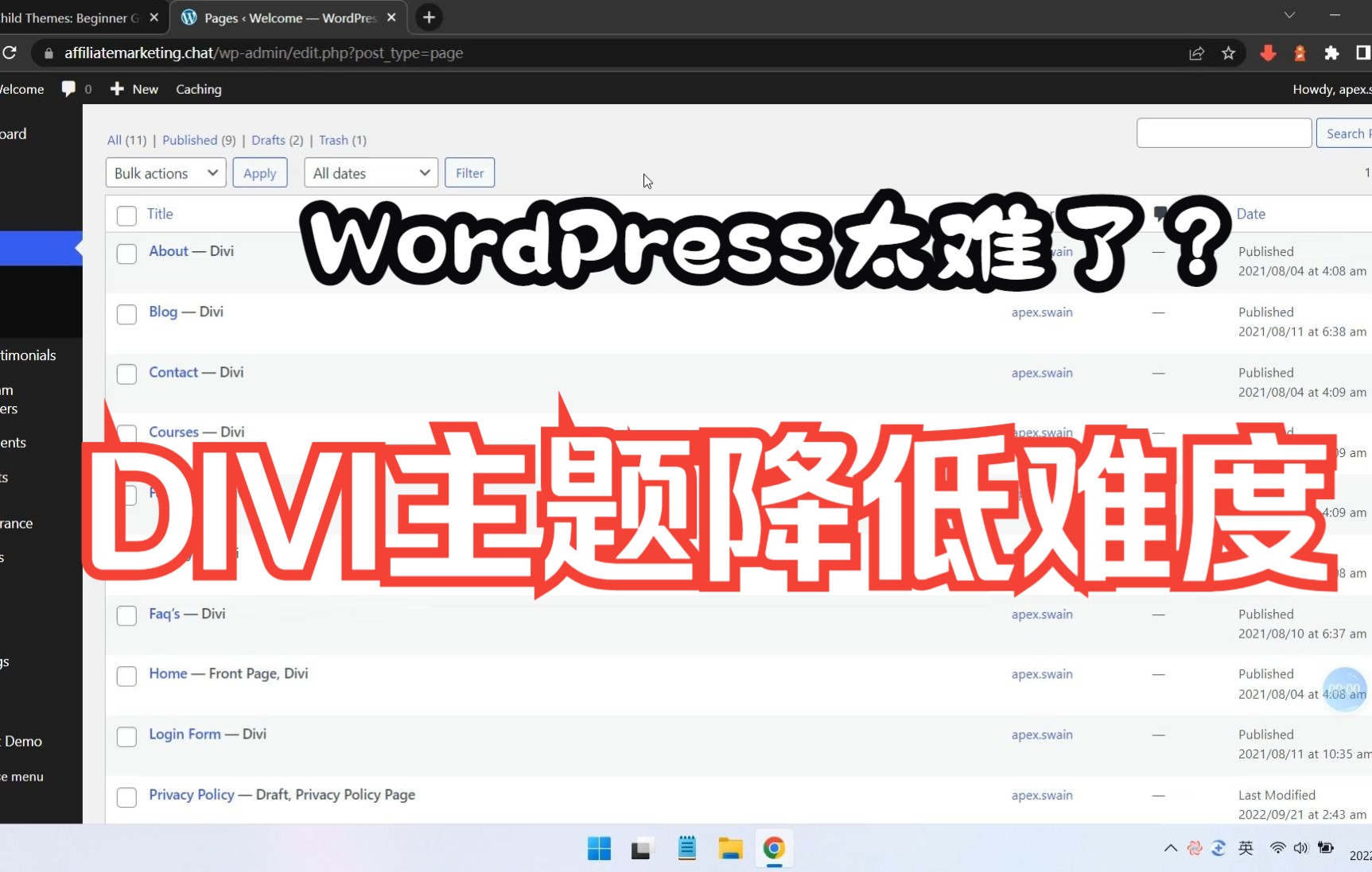 WordPress建站DIVI编辑器演示 - 学习过程演示(部分问题待解决)