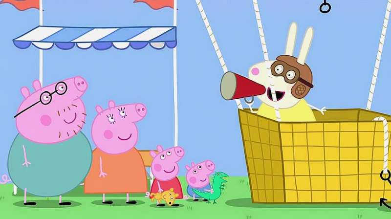 佩奇简笔画,佩奇一家四口开启了热气球之旅