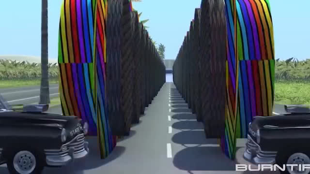 赛车模拟兰博基尼开足马力,直接冲向超大液压粉碎机