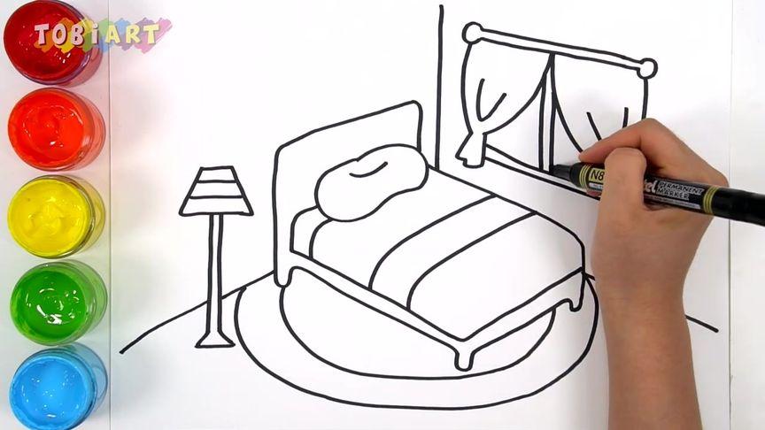 孩子一看就会画,幼儿简笔画上色教程:卧室