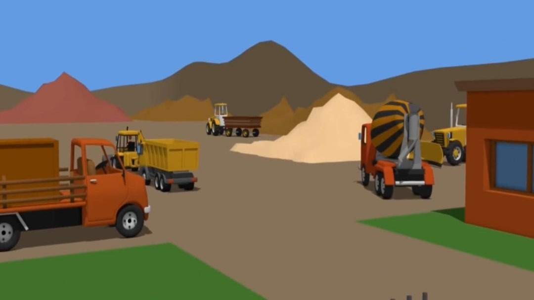 儿童动画工程车,装载机与翻斗车
