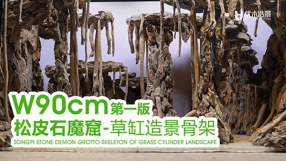 第一版赛级九零缸松皮石魔窟草缸造景骨架