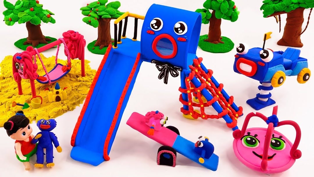 模型:手工捏造哈吉滑滑梯,这也太好玩了吧!