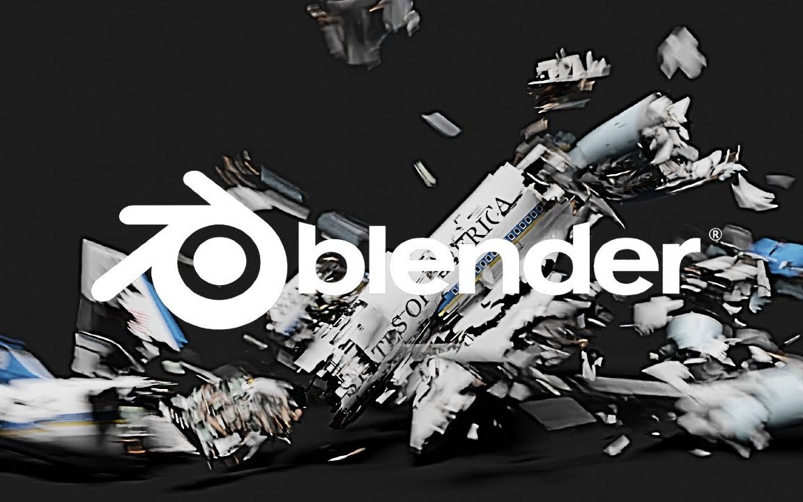 Blender 飞机撞毁破碎动画制作过程(中英文字幕)