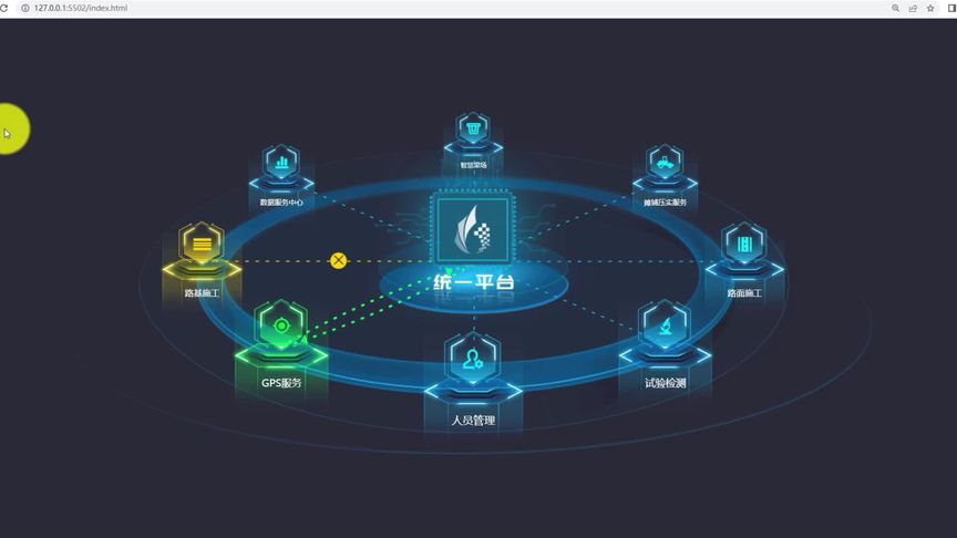 数据服务中心平台首页旋转菜单html页面源码