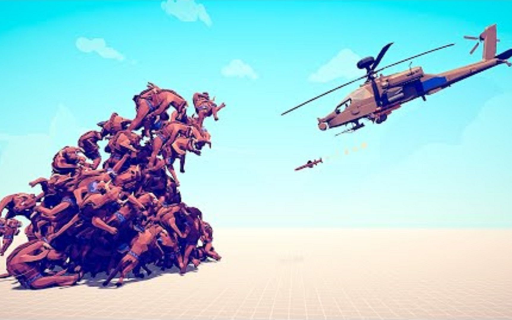 全面战争模拟器:武装直升机VS原始部落100单位!
