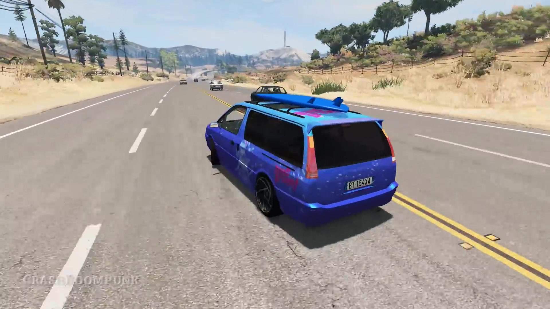 BeamNG模拟汽车超高速失控碰撞车祸