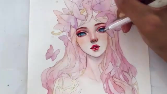 超唯美画风蝴蝶少女水彩插画,直呼!爱了!爱了!